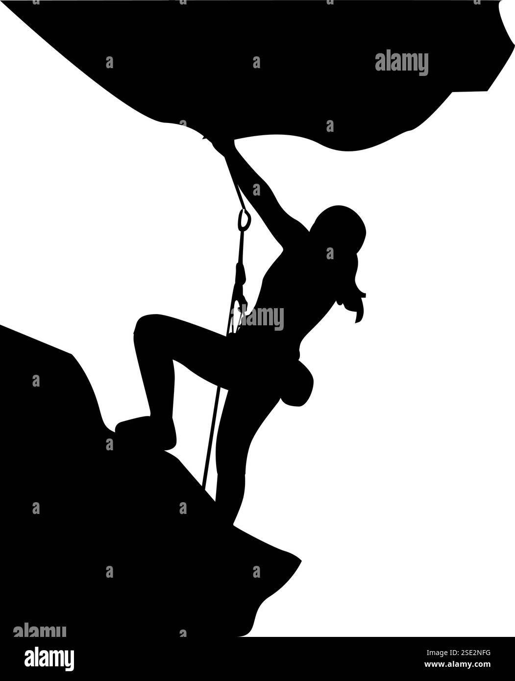 Girl climber black silhouette outdoor climbing banner, design sport ...