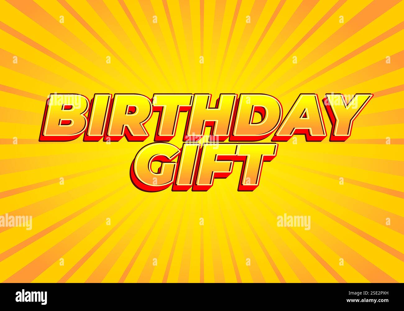 Birthday gift. Text effect design with bold colors, for social media ...