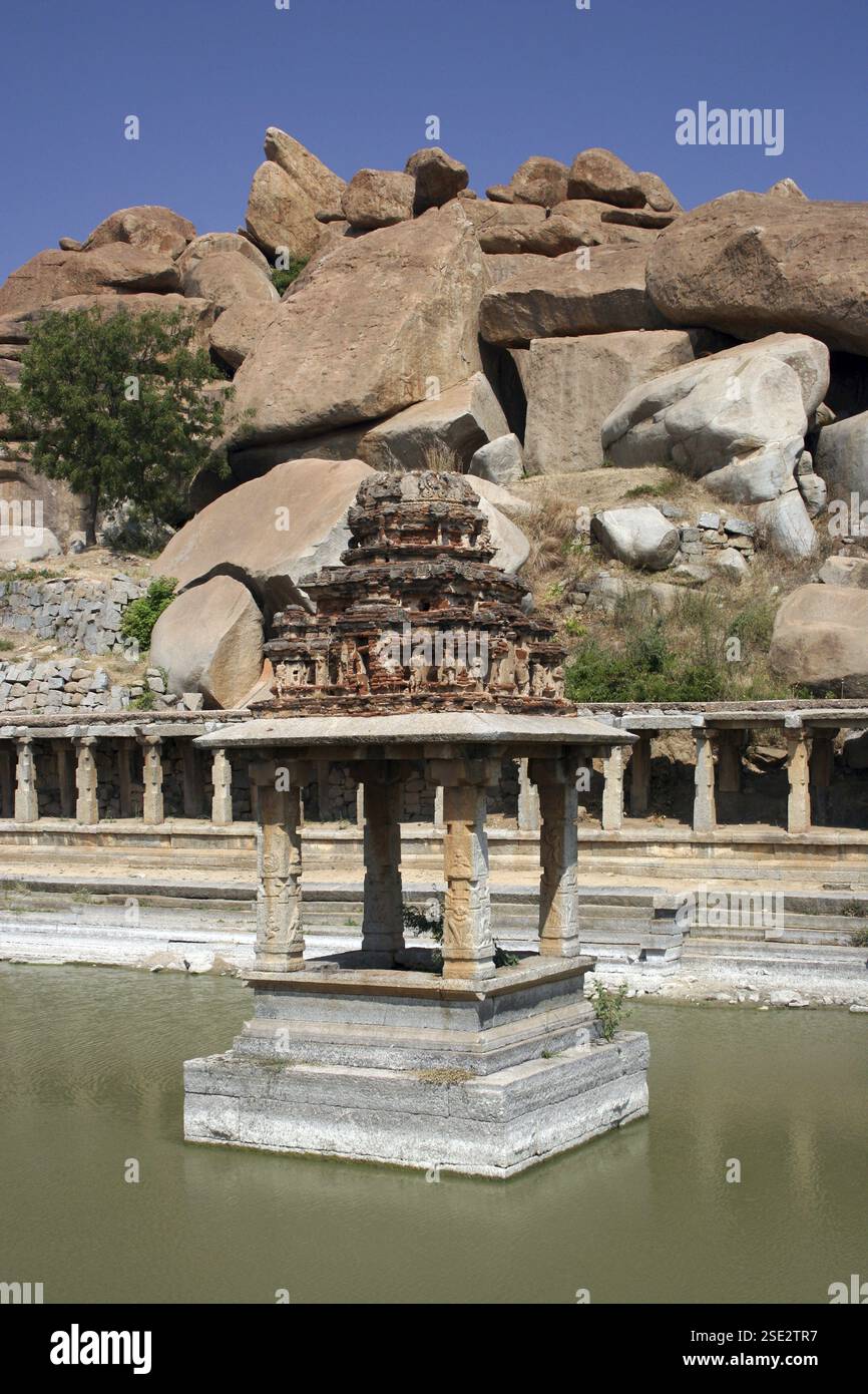 Pushkarni near Bal Krishna temple, Hampi Vijayanagar ruins, Karnataka ...