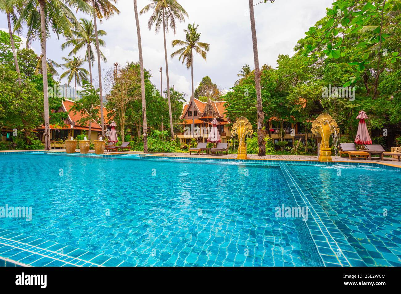 Tropical Swimming Pool in the jungle. Koh Chang, Thailand Stock Photo ...