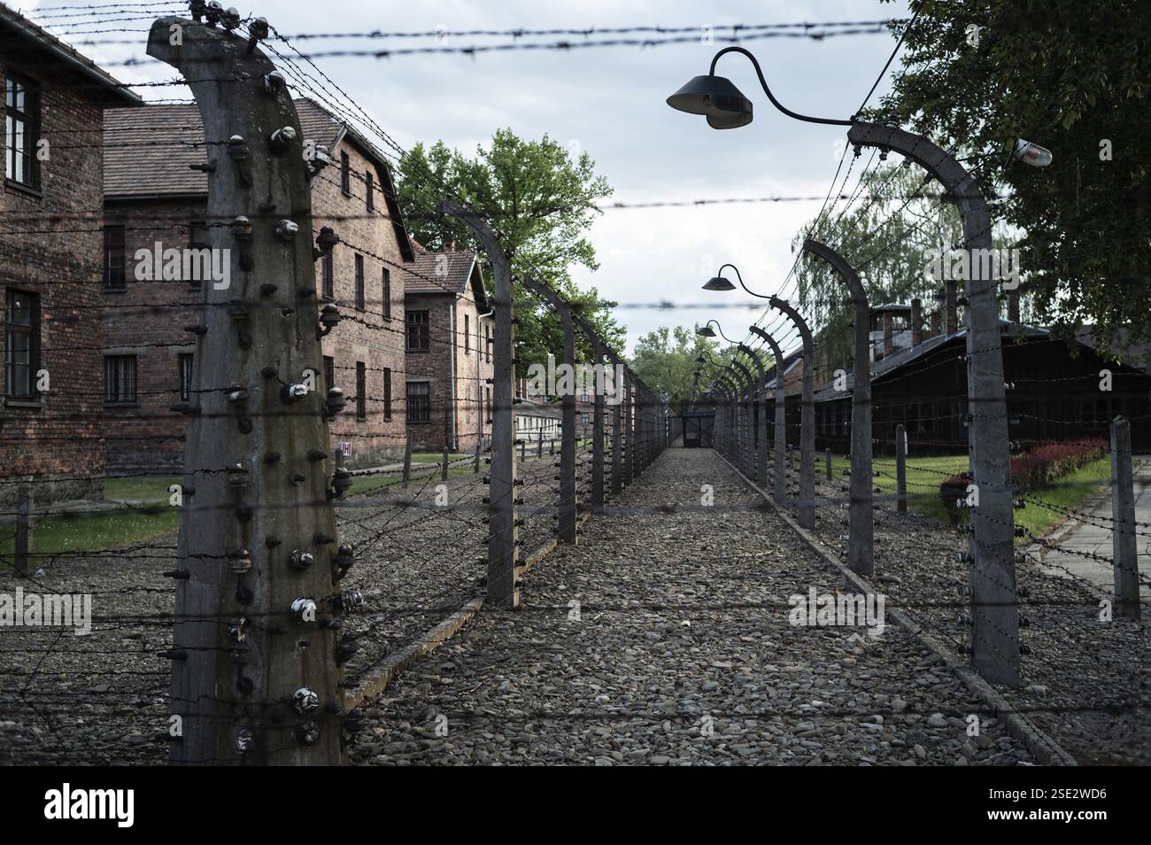 Barbed wire fence in a German concentration camp from World War II ...