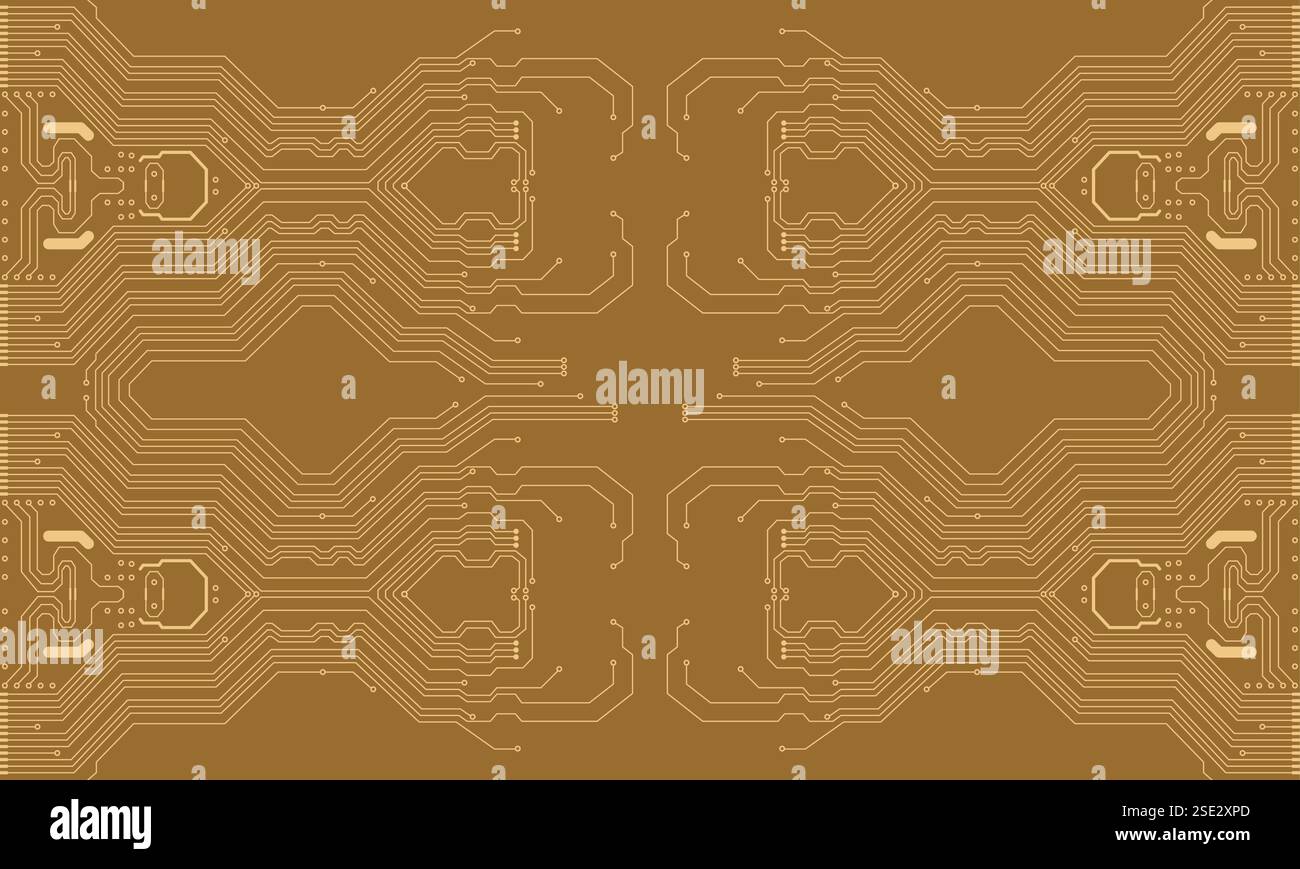 Golden technology circuit diagram vector illustration background Stock ...