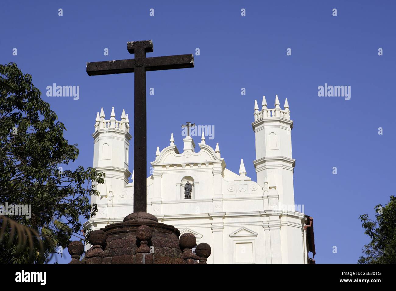 Holy cross in compound of church of St. Francis Of Assisi built in 1521 ...