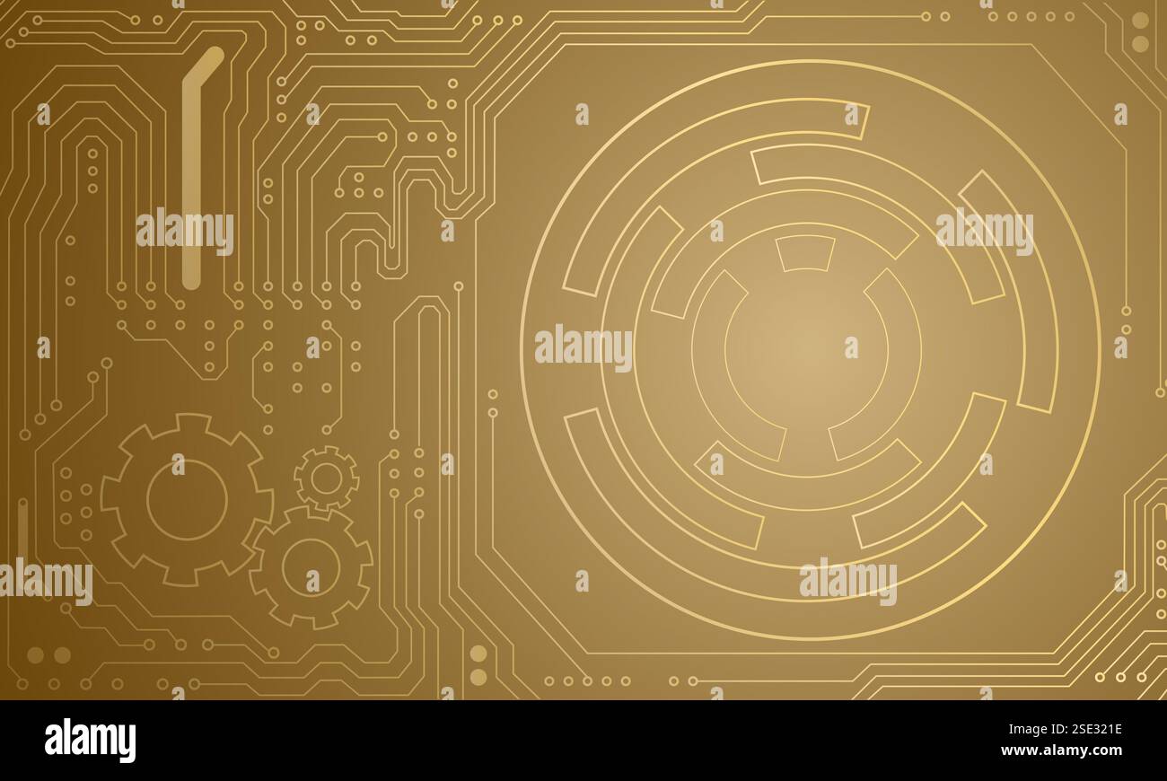 Golden technology circuit diagram vector illustration Stock Vector ...