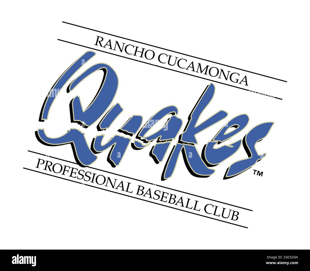 Rotated to right, Rancho Cucamonga Quakes Logo 1993, Baseball, Historic ...