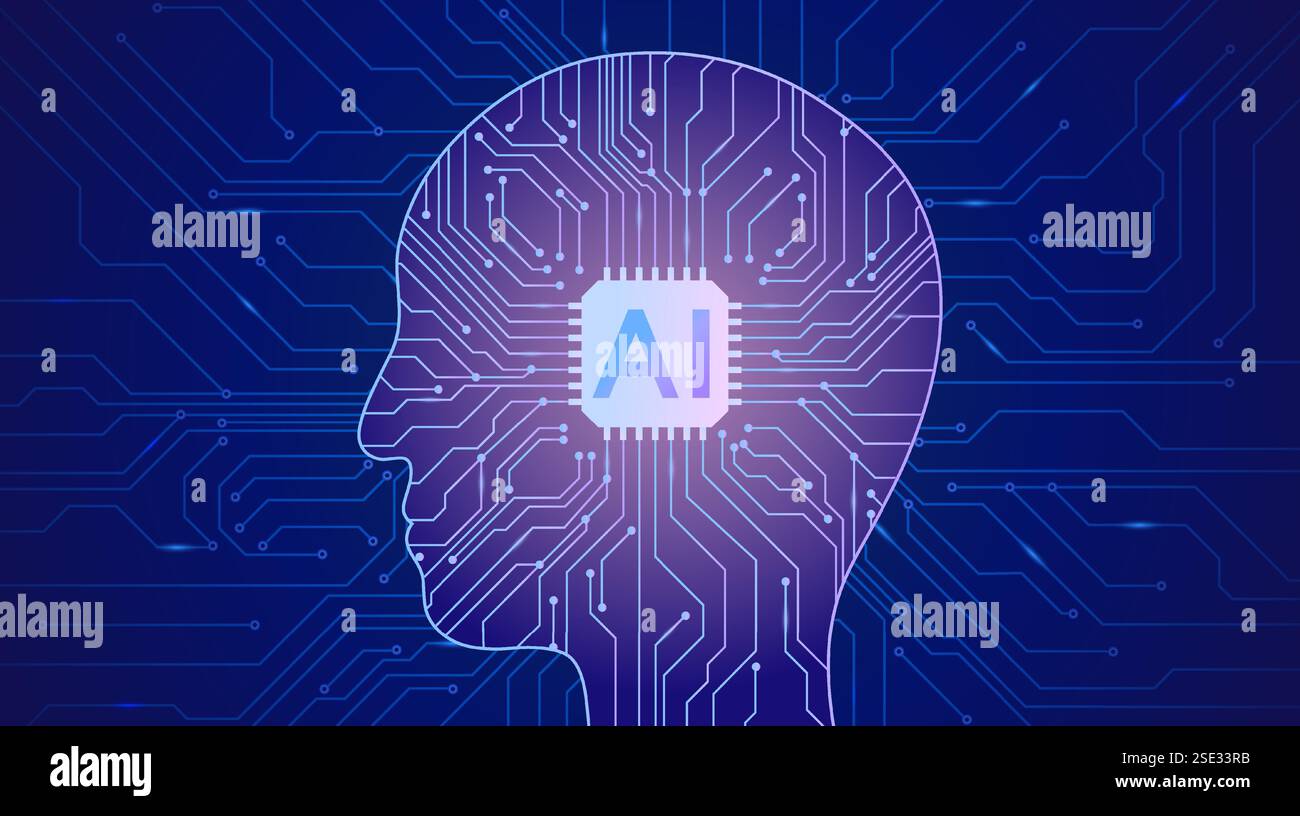 Abstract technology image of artificial intelligence AI chip in the ...
