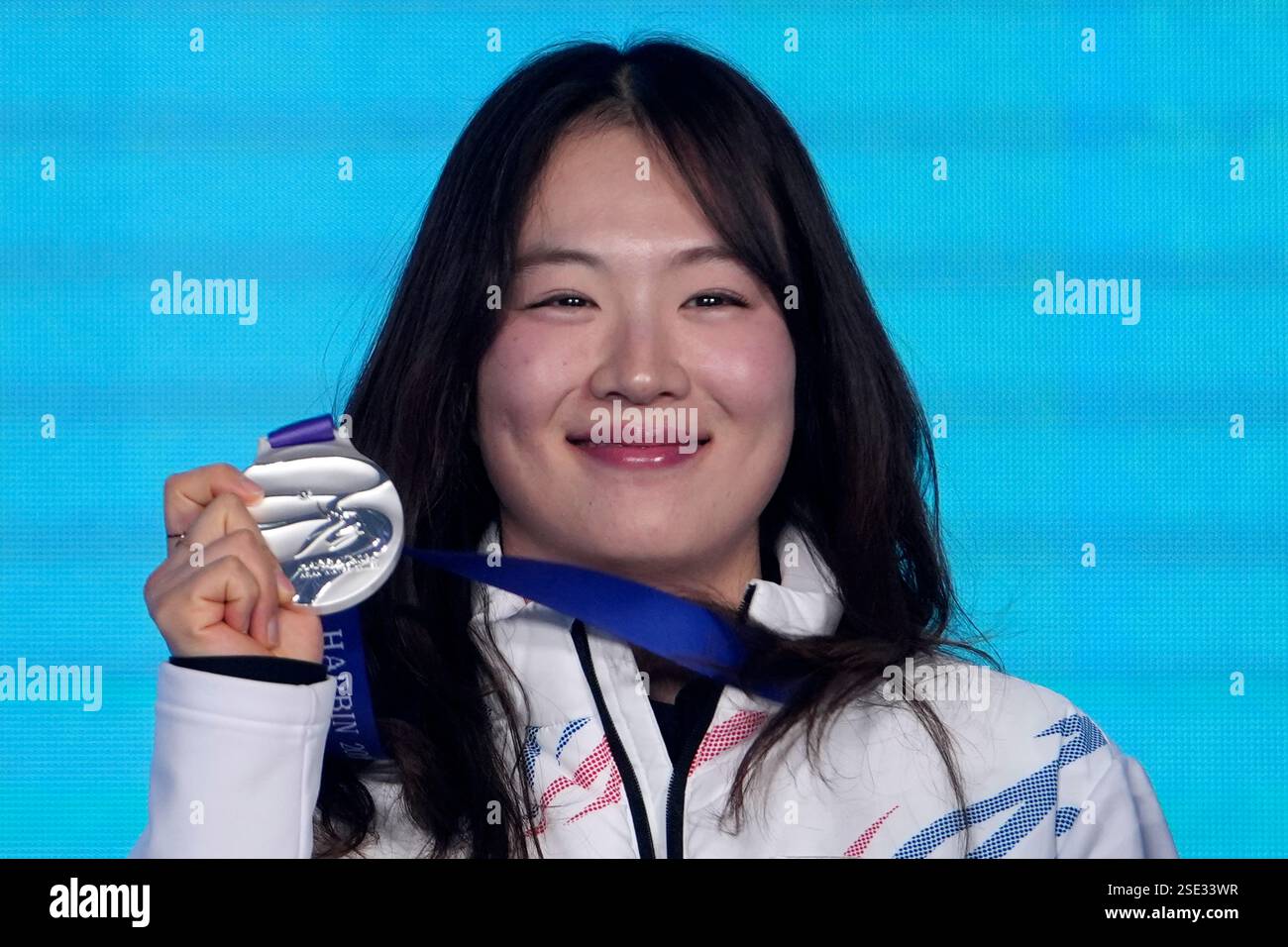 Silver medalist Gim Sohui of South Korea poses on podium during the ...