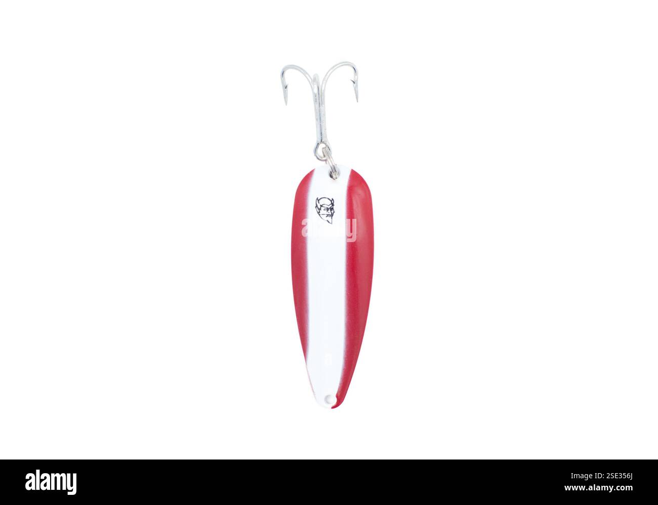 Daredevil Dardevle curved red and white striped, concave spoon design ...