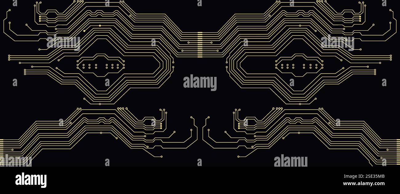 Abstract background illustration of golden circuit board texture Stock ...