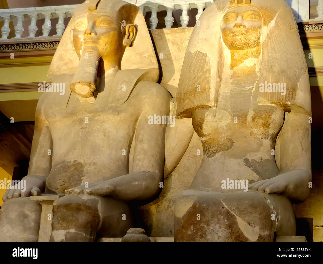 Cairo, Egypt, February 1 2025: Amenhotep III and Tiye Colossal Statue ...