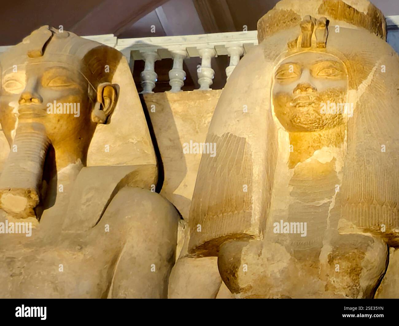 Cairo, Egypt, February 1 2025: Amenhotep III and Tiye Colossal Statue ...