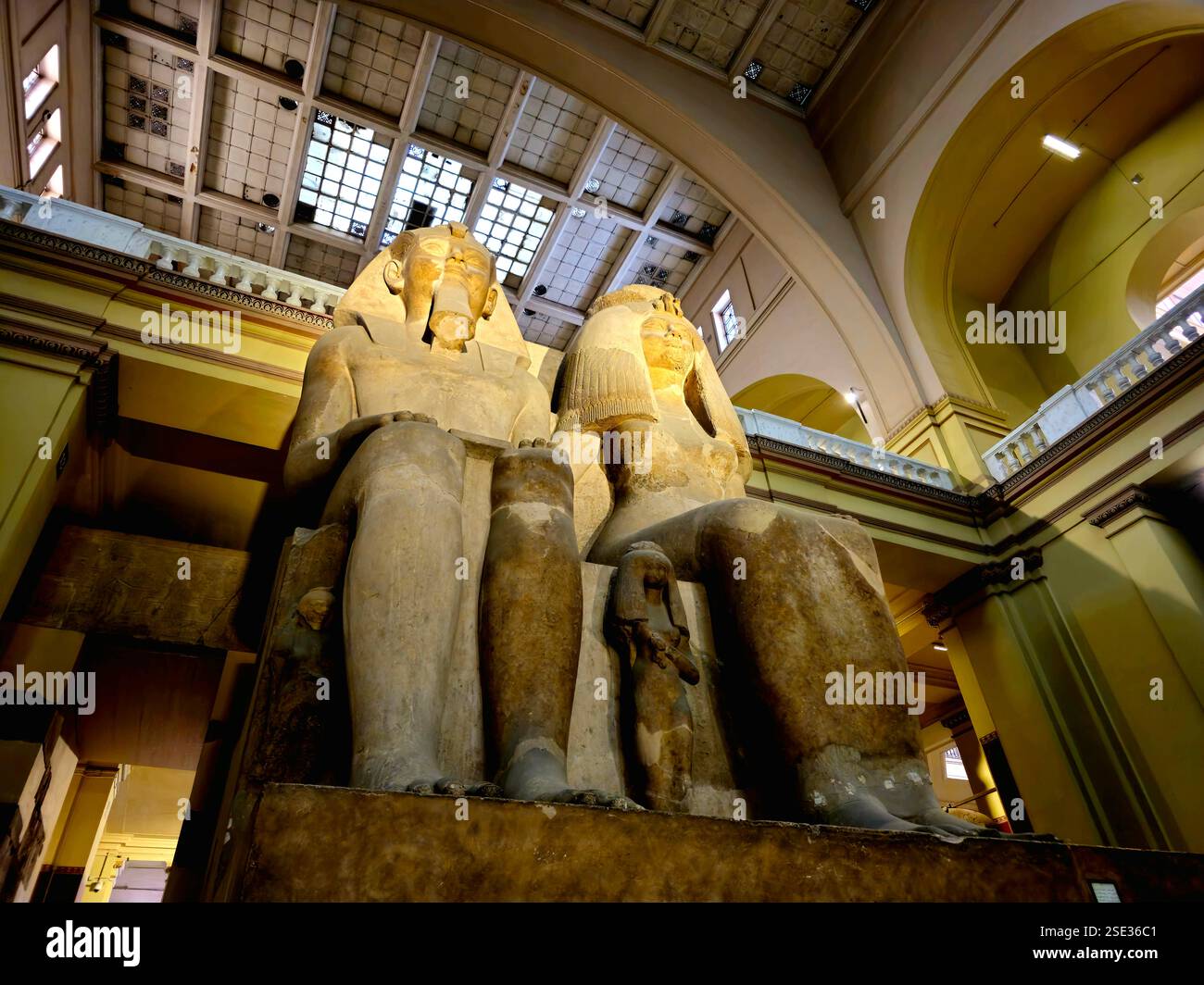 Cairo, Egypt, February 1 2025: Amenhotep III and Tiye Colossal Statue ...