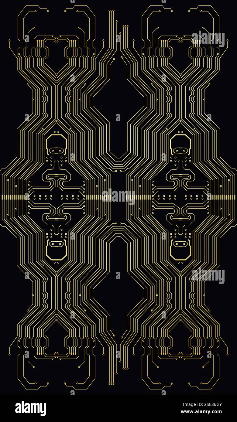 Abstract background illustration of golden circuit board texture Stock ...