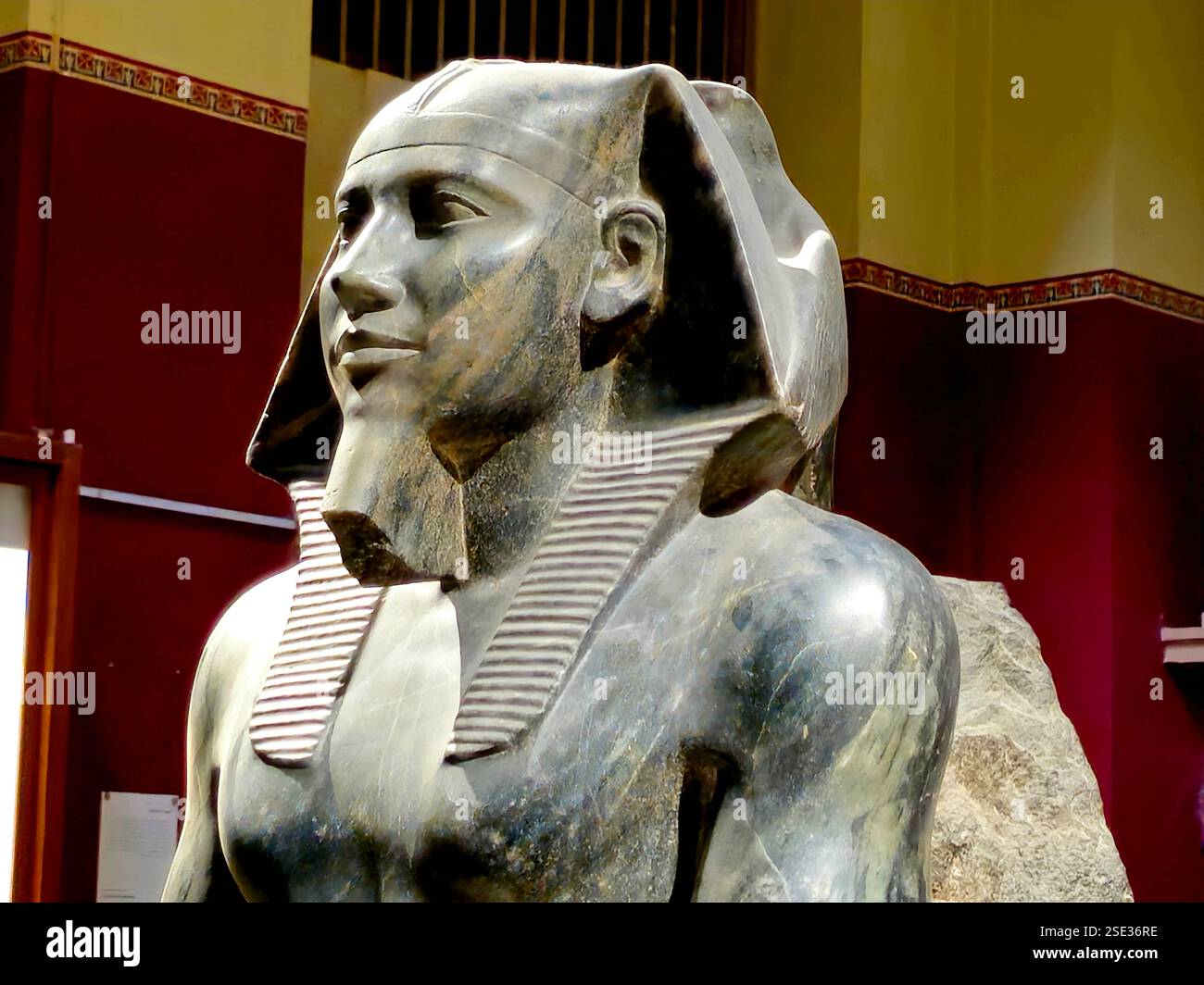 Cairo, Egypt, February 1 2025: Khafre Enthroned Ka statue of the ...