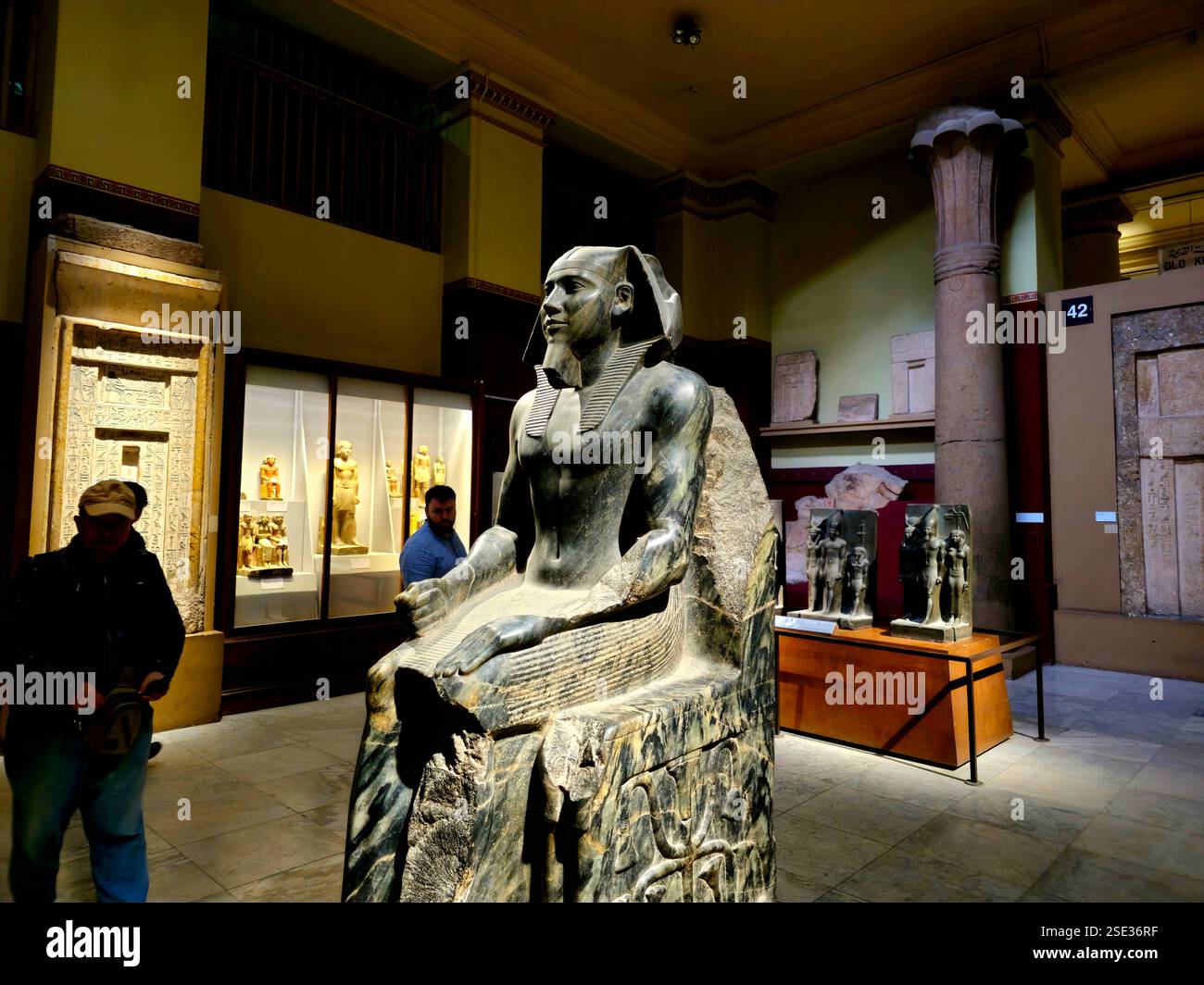 Cairo, Egypt, February 1 2025: Khafre Enthroned Ka statue of the ...