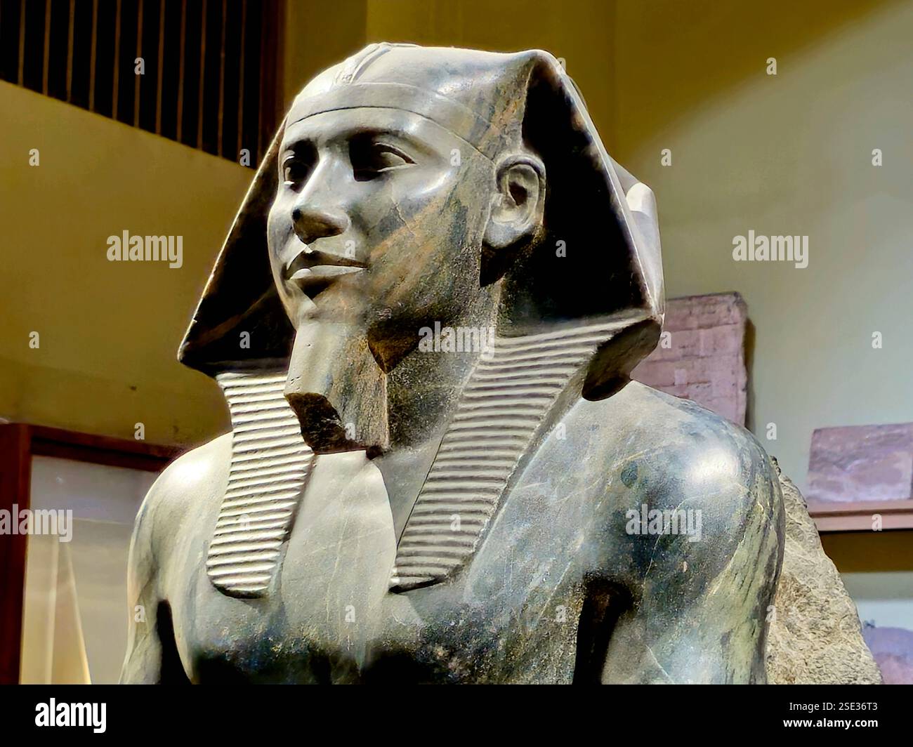 Cairo, Egypt, February 1 2025: Khafre Enthroned Ka statue of the Pharaoh Khafre inside the ...