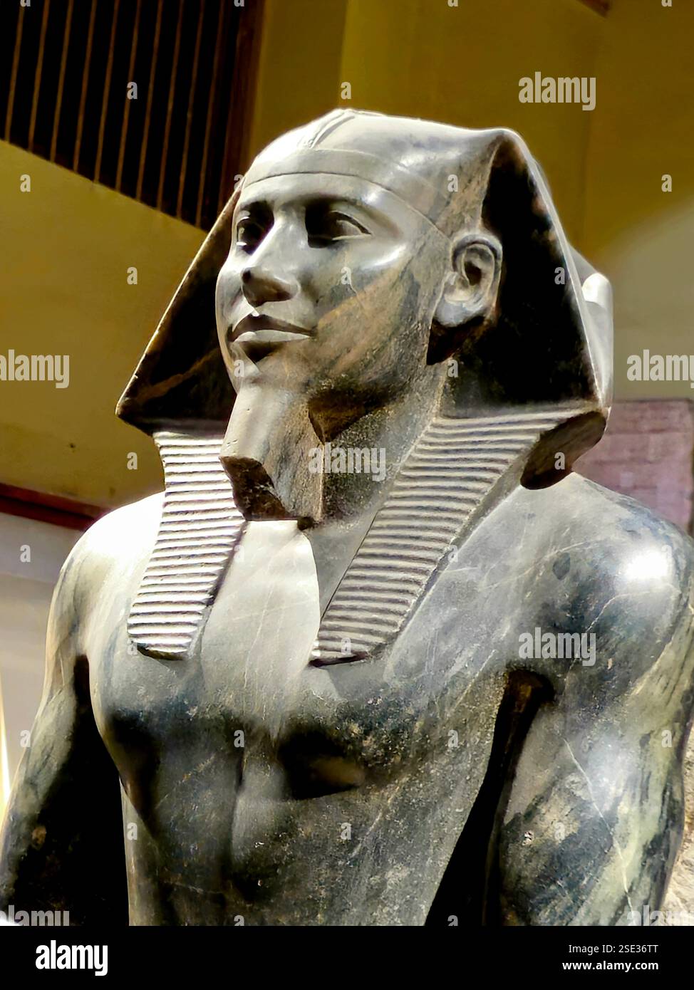 Cairo, Egypt, February 1 2025: Khafre Enthroned Ka statue of the ...