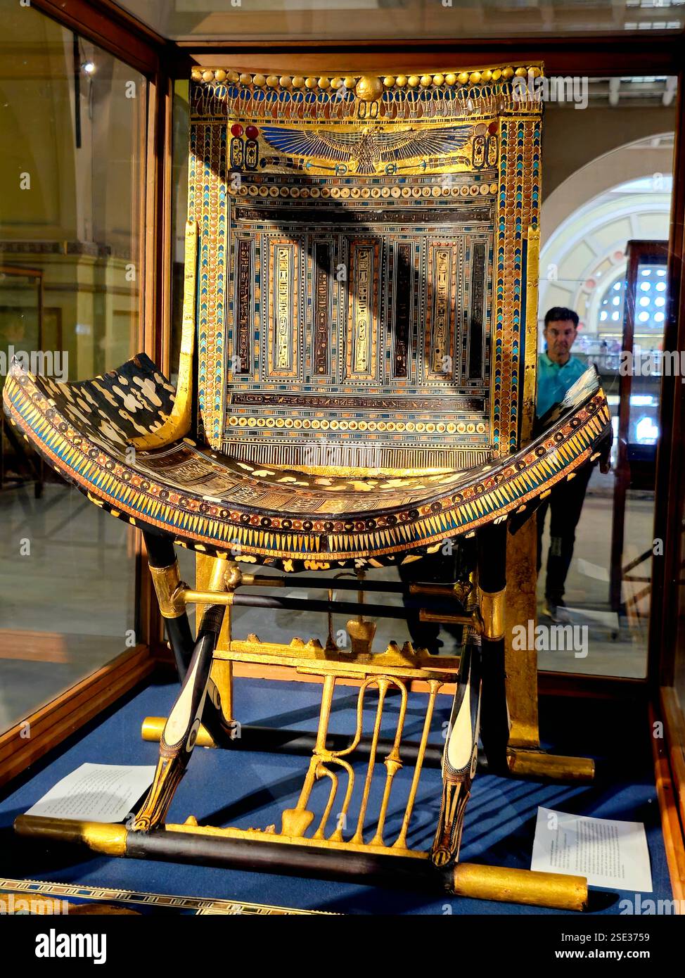 Cairo, Egypt, February 1 2025: King Tutankhamun chair throne inside the ...