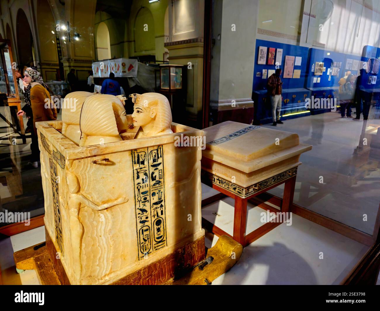 Cairo, Egypt, February 1 2025: Canopic box from Tutankhamun's tomb ...