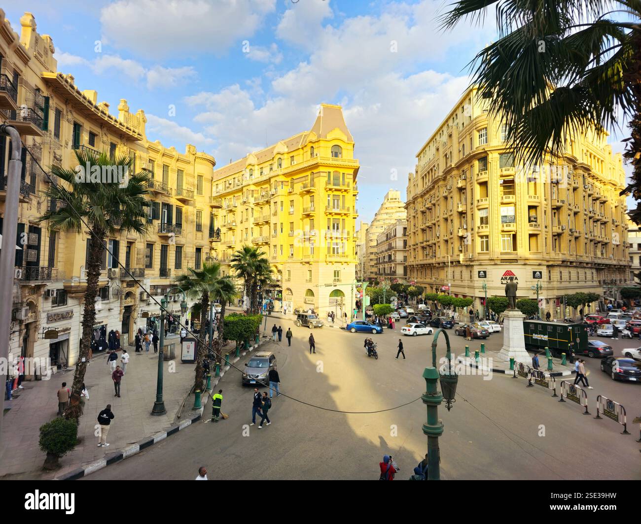Cairo, Egypt, February 1 2025: Talaat Harb Square is a historic place ...