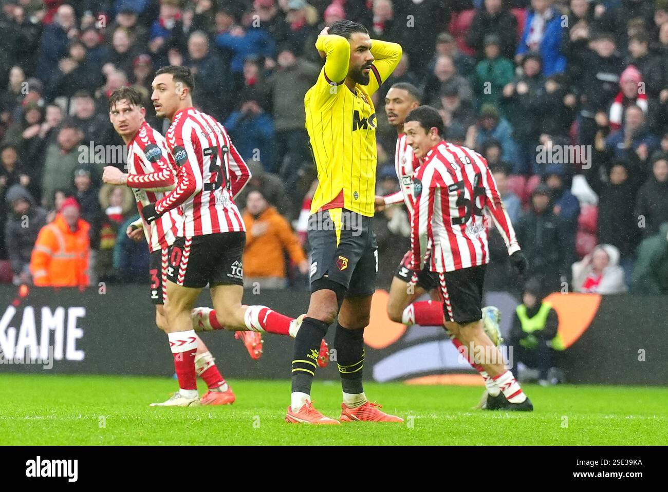 Sunderland's Dennis Cirkin (left) celebrates scoring their side's ...