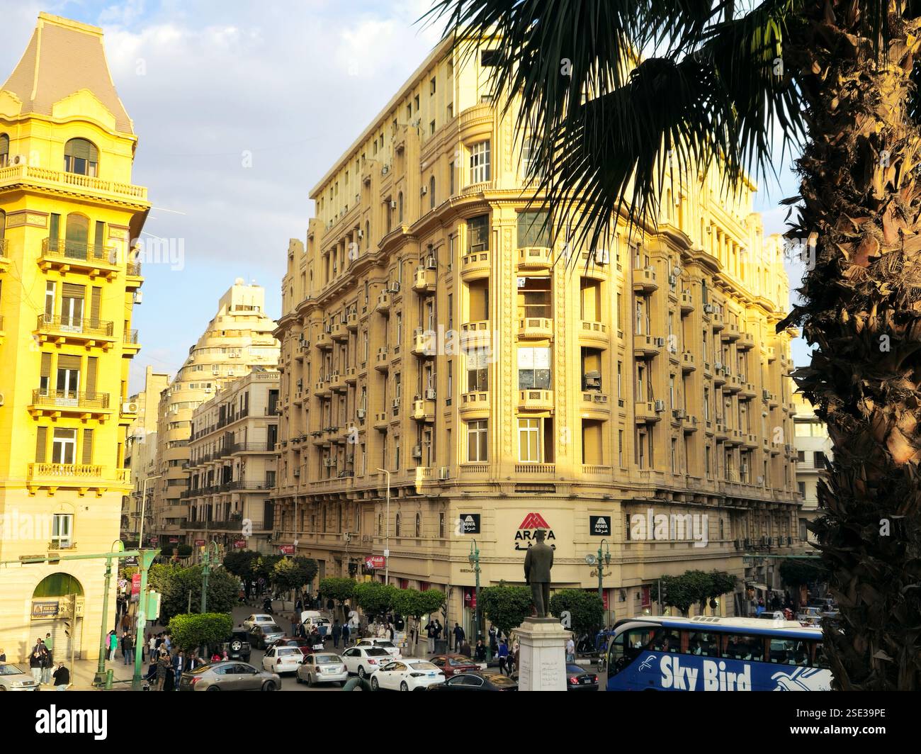 Cairo, Egypt, February 1 2025: Talaat Harb Square is a historic place ...