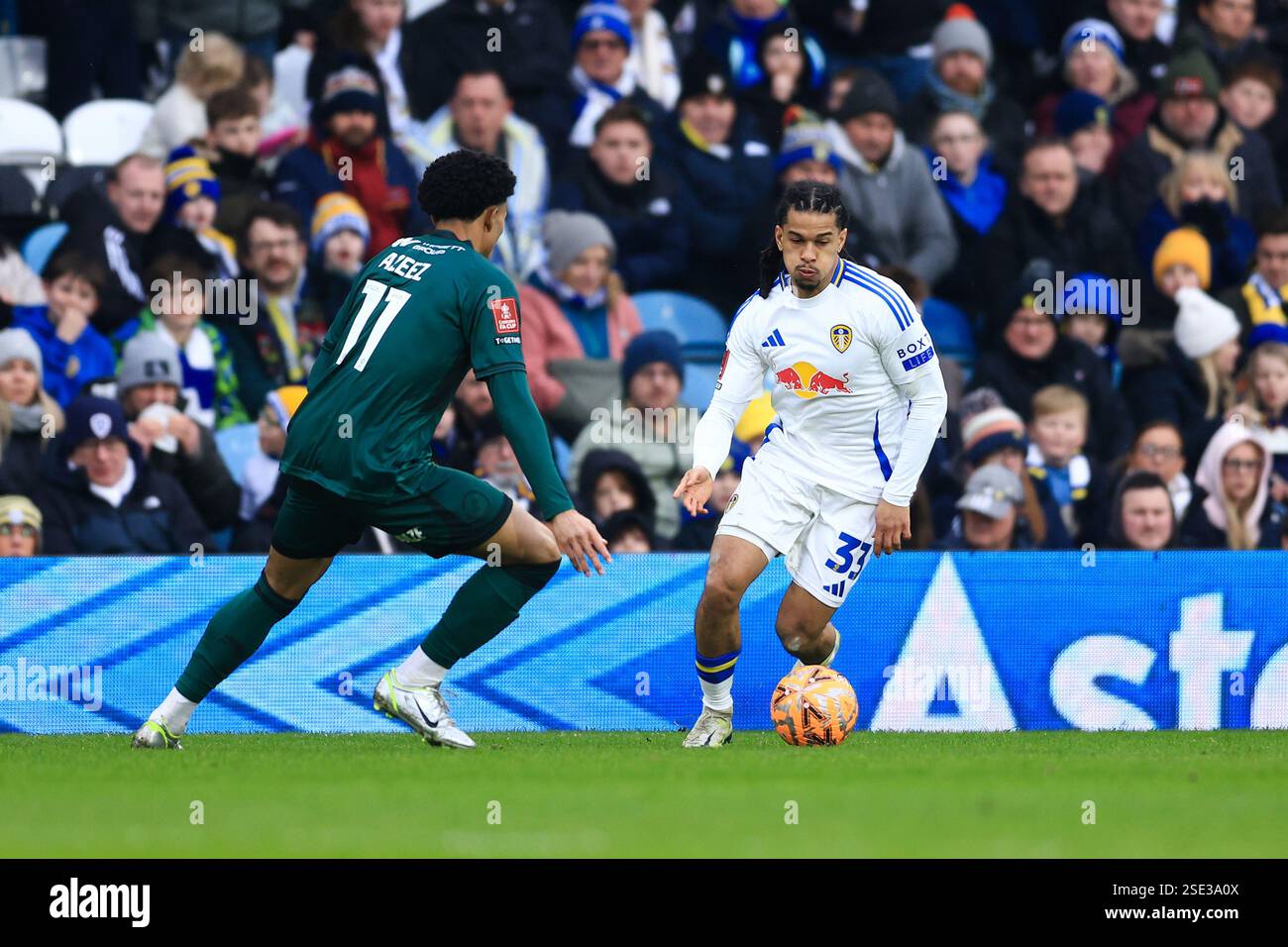 Leeds, UK. 8th Feb, 2025. Isaac Schmidt of Leeds United runs with the ...