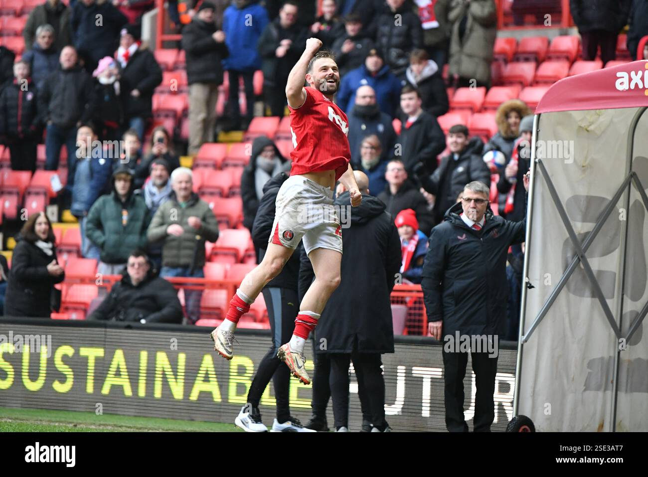 London, England. 8th Feb 2025. Matty Godden celebrates after Charlton ...