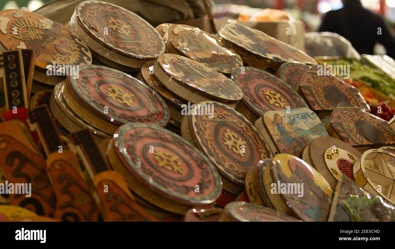 Bishkek, Kyrgyzstan October 11 2024: the folk container with dried nut ...