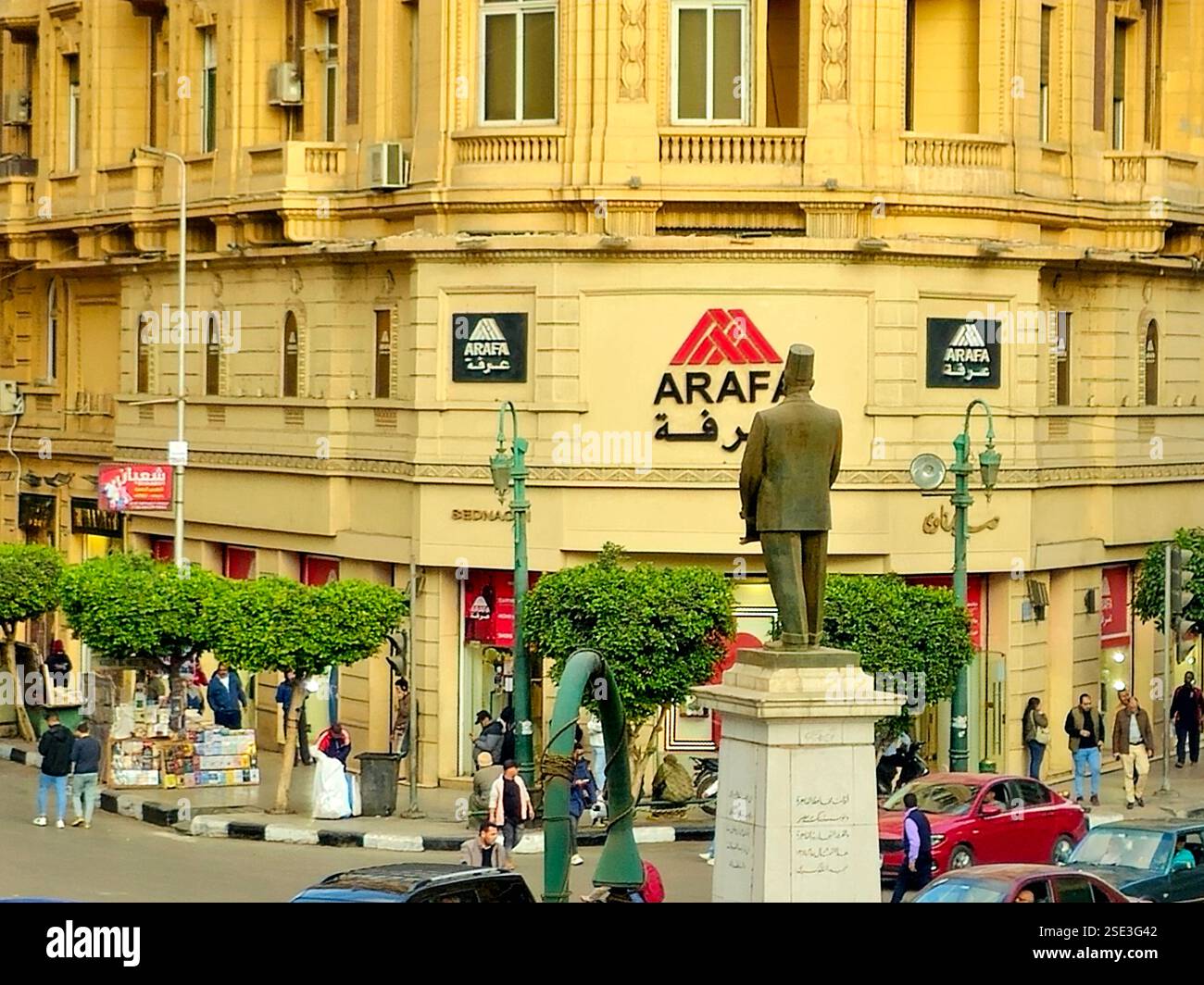Cairo, Egypt, February 1 2025: Talaat Harb Square is a historic place in downtown Cairo, Egypt ...