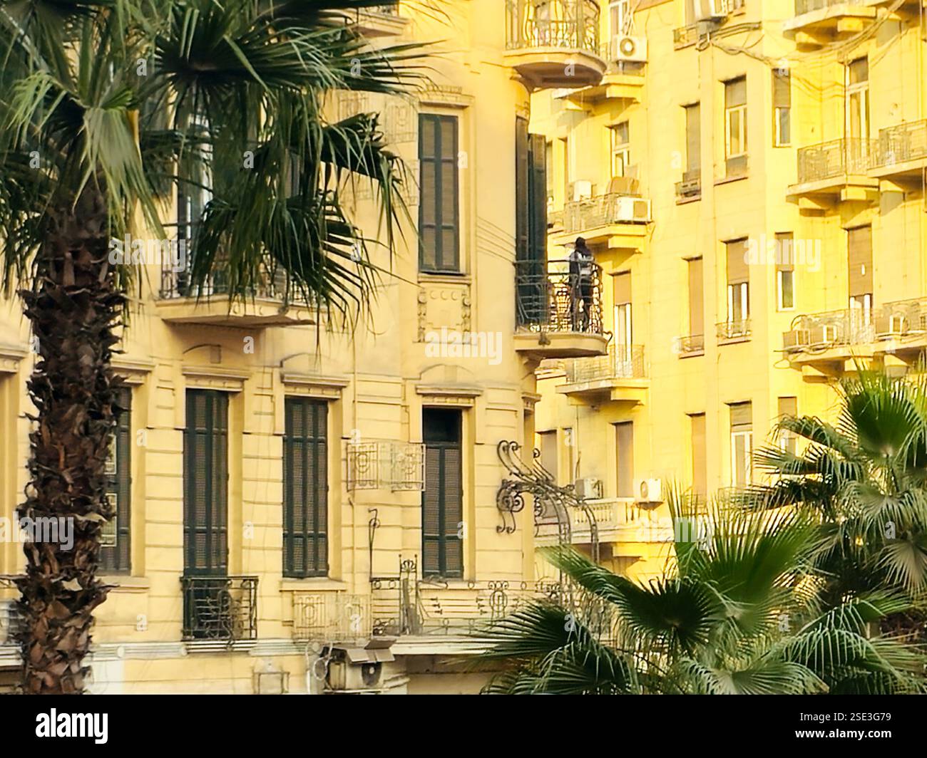 Cairo, Egypt, February 1 2025: Old Buildings and architecture style in Talaat Harb Square, a ...