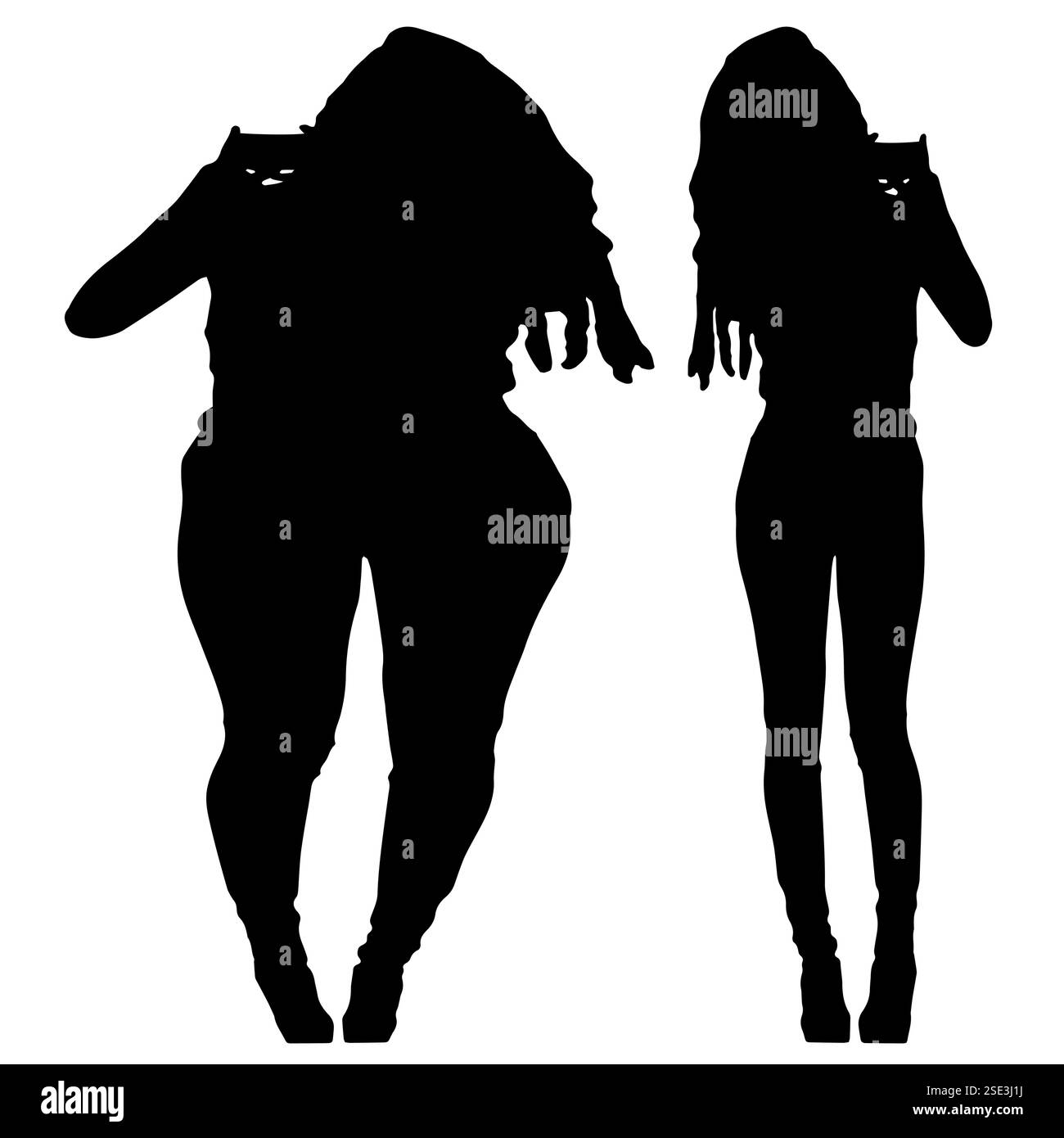 Conceptual fat overweight obese female vs slim fit healthy body after ...
