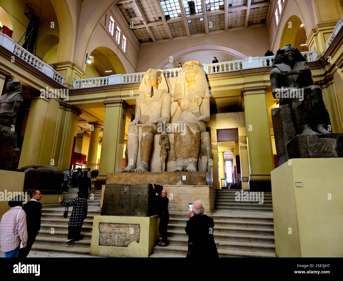 Cairo, Egypt, February 1 2025: Amenhotep III and Tiye Colossal Statue ...