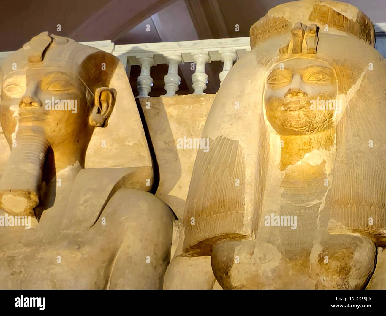 Cairo, Egypt, February 1 2025: Amenhotep III and Tiye Colossal Statue ...