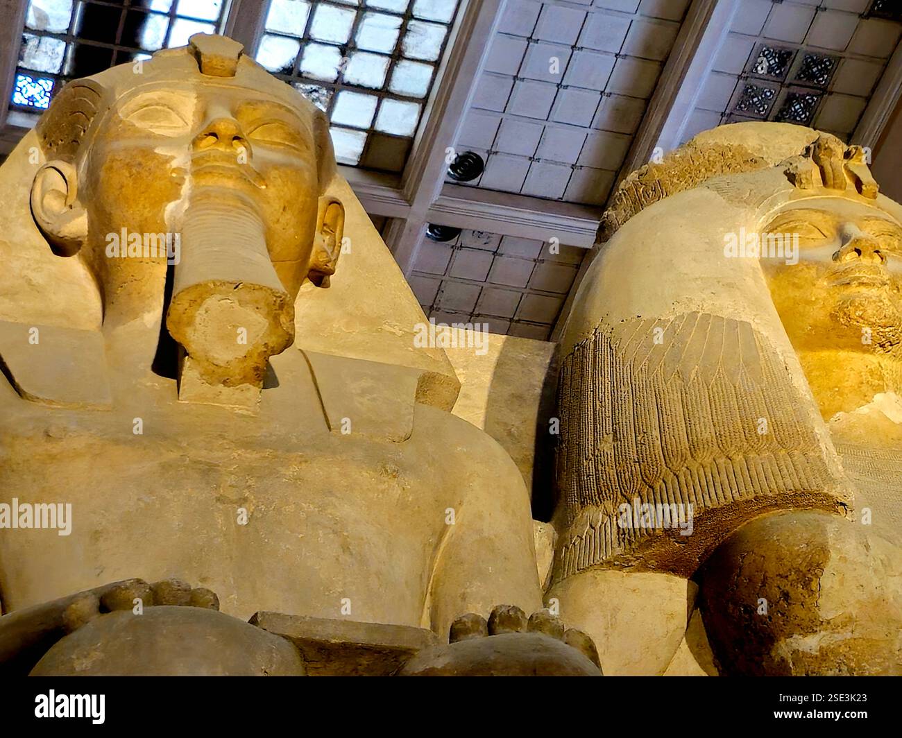 Cairo, Egypt, February 1 2025: Amenhotep III and Tiye Colossal Statue ...