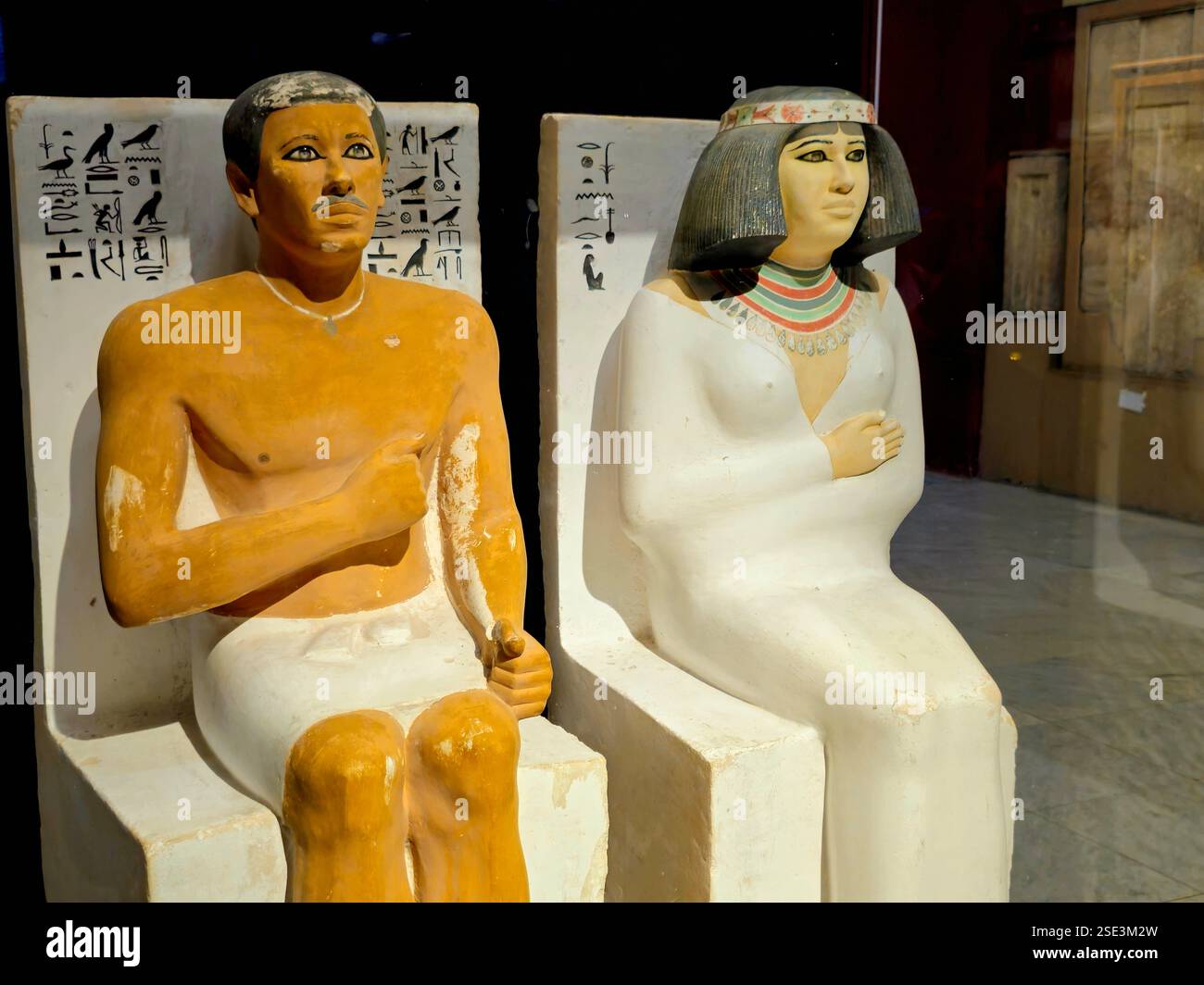 Cairo, Egypt, February 1 2025: Rahotep and Nofret (2575-2550 BC) inside ...