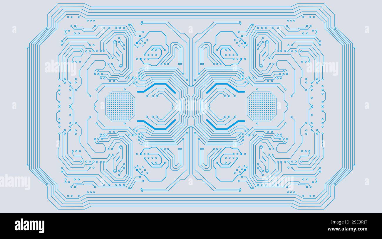 Blue circuit board texture pattern on light grey background Stock ...