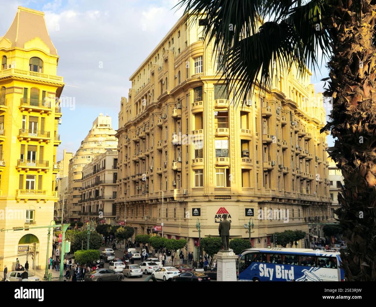 Cairo, Egypt, February 1 2025: Talaat Harb Square is a historic place ...