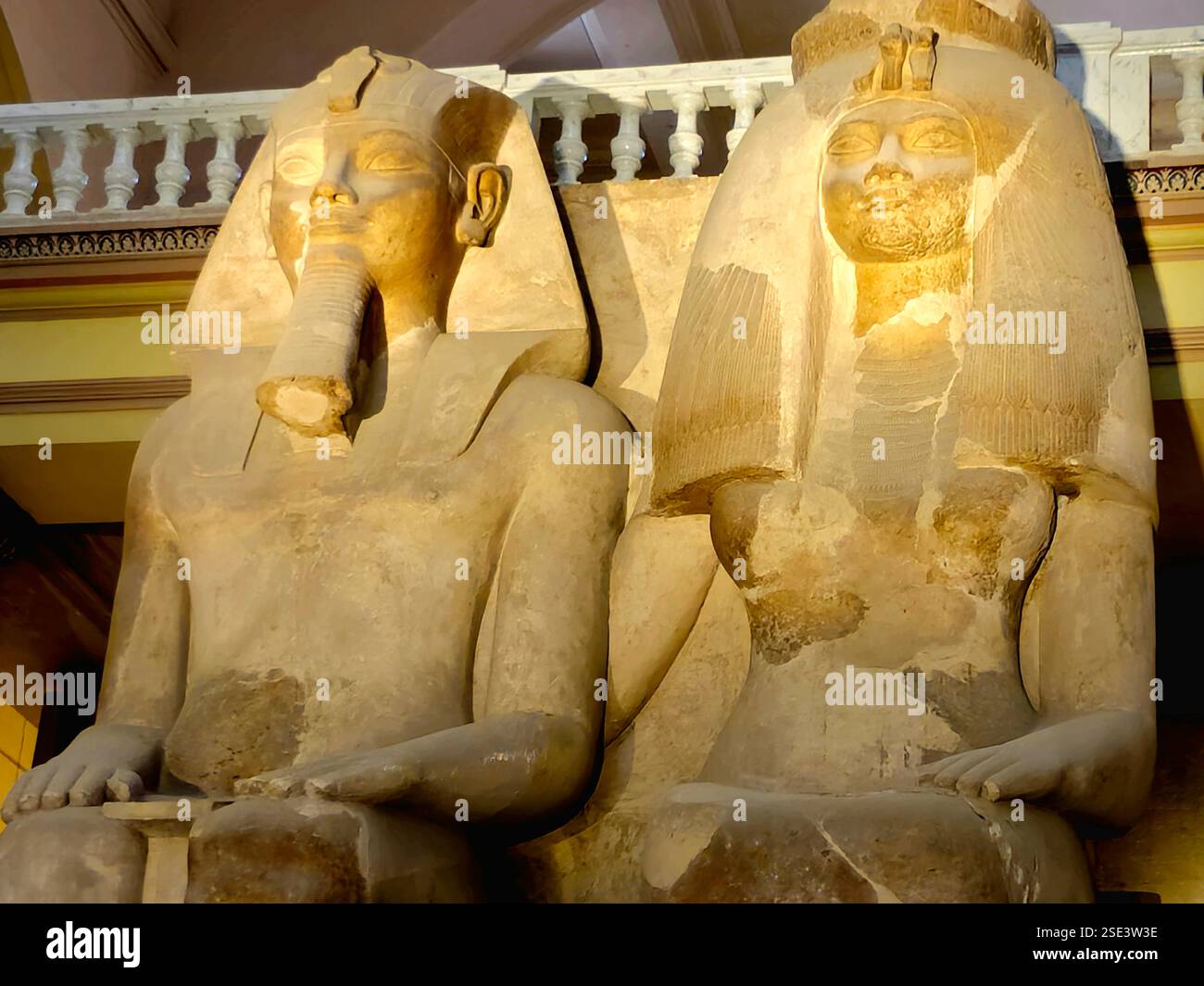 Cairo, Egypt, February 1 2025: Amenhotep III and Tiye Colossal Statue ...