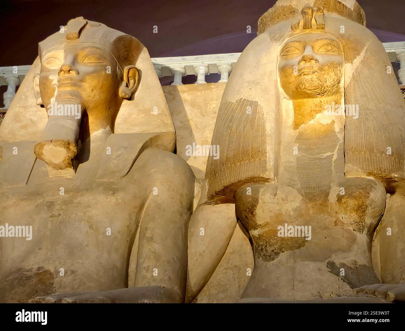 Cairo, Egypt, February 1 2025: Amenhotep III and Tiye Colossal Statue ...