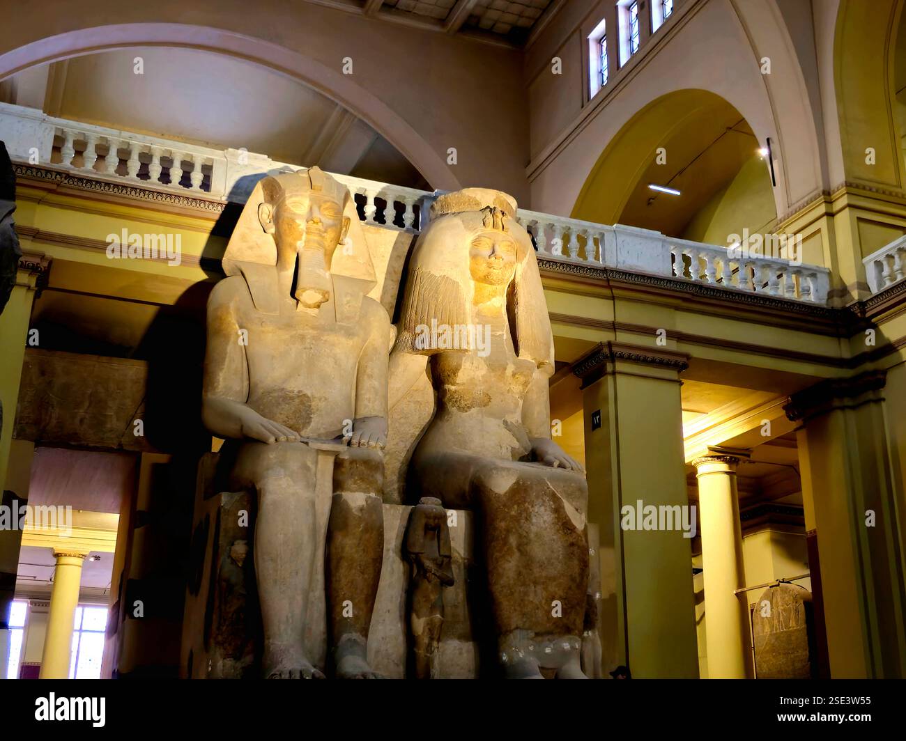 Cairo, Egypt, February 1 2025: Amenhotep III and Tiye Colossal Statue ...