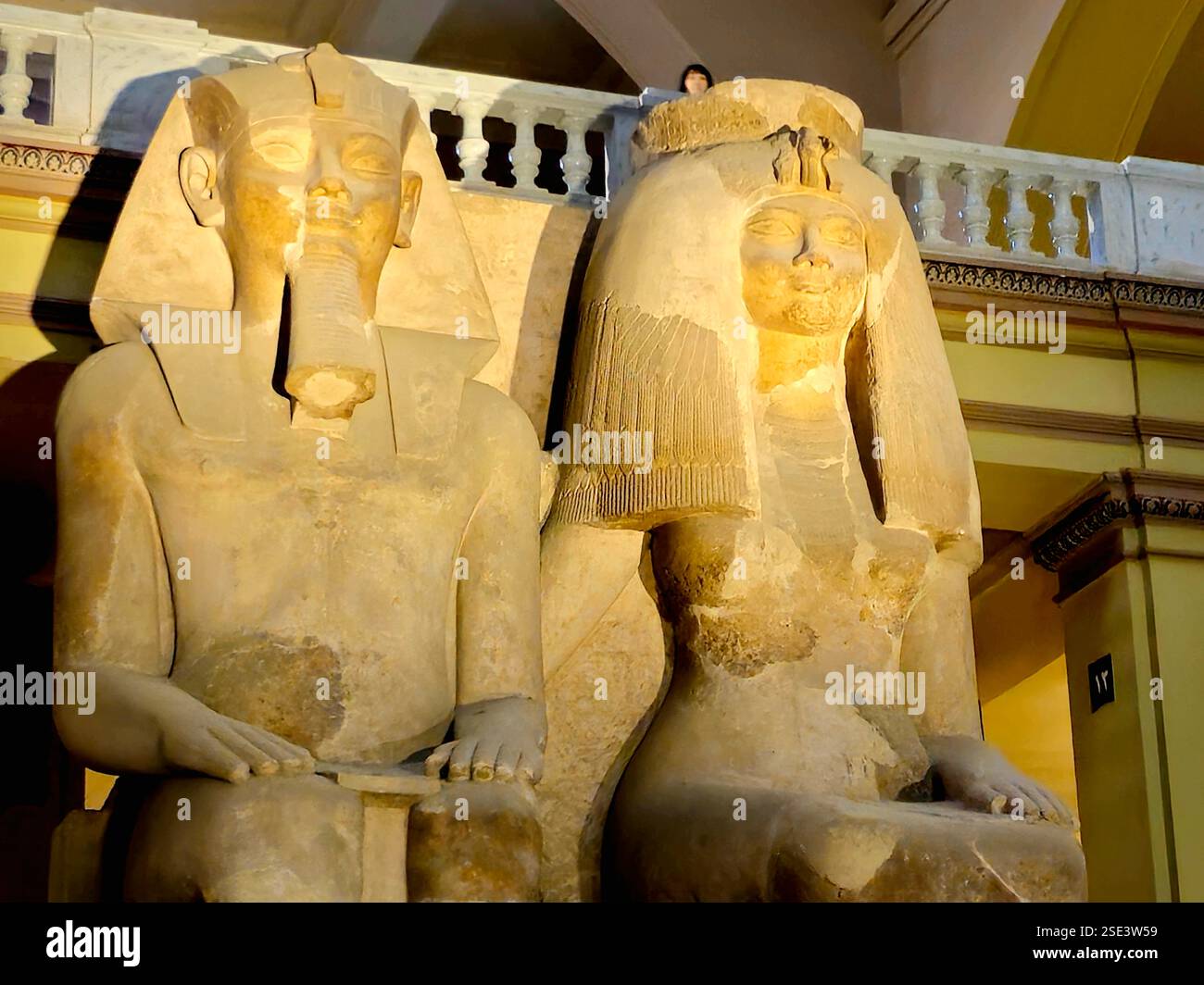 Cairo, Egypt, February 1 2025: Amenhotep III and Tiye Colossal Statue ...