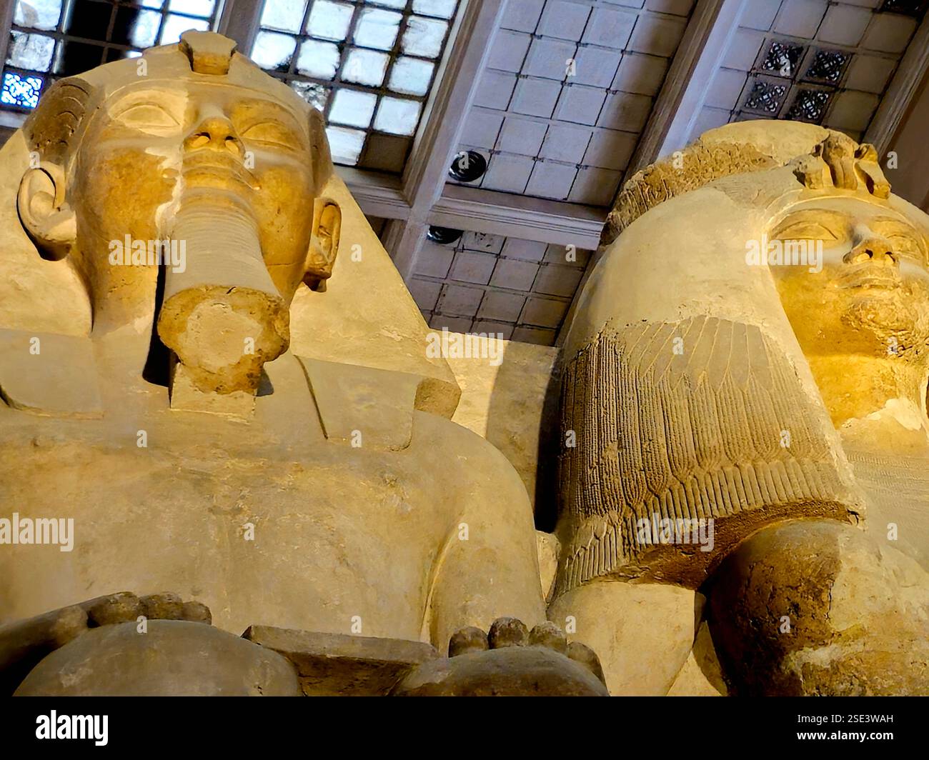 Cairo, Egypt, February 1 2025: Amenhotep III and Tiye Colossal Statue ...