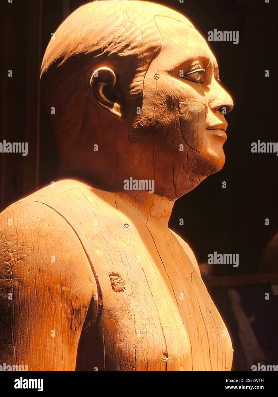 Cairo, Egypt, February 1 2025: The wooden statue of Kaaper Ka’aper ...