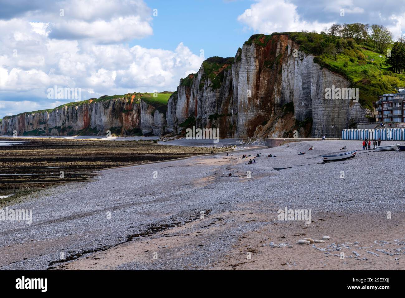 The beach and cliffs at Yport, Seine-Maritime, Normandy, France Stock ...