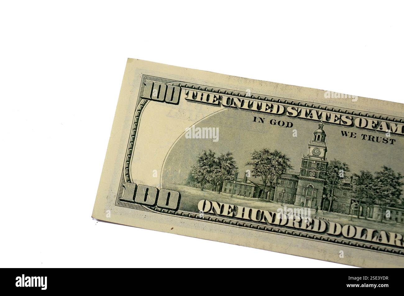the reverse side of 100 one hundred dollars bill banknote series 2001 ...