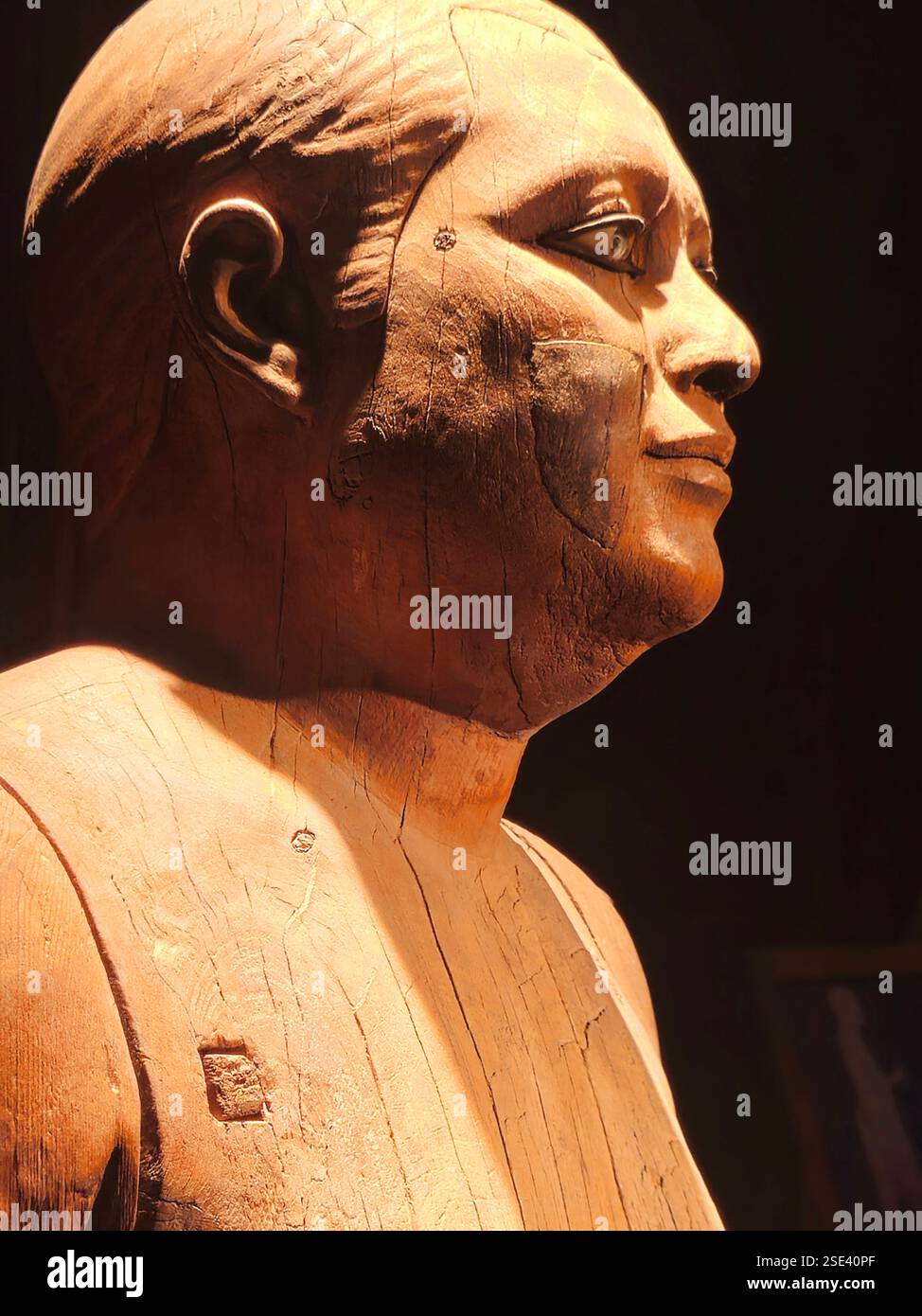 Cairo, Egypt, February 1 2025: The wooden statue of Kaaper Ka’aper ...