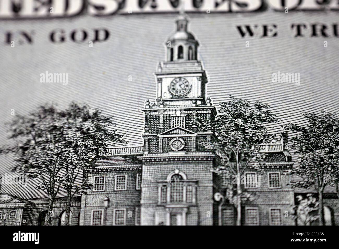 The independence hall from the reverse side of 100 one hundred dollars ...