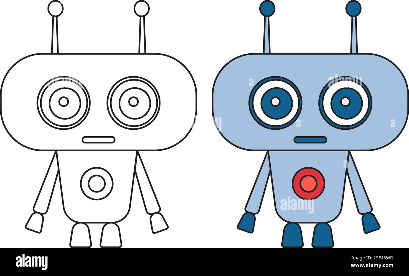 robot, android coloring book on white background, vector Stock Vector ...