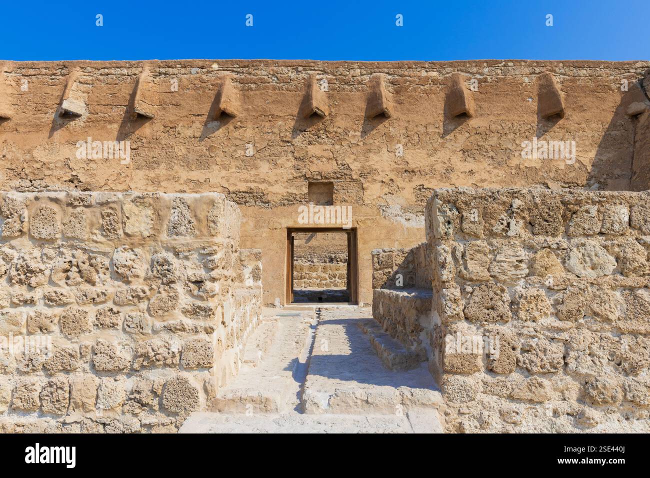 The main entrance to the 15th-century Arad Fort in Manama, Bahrain ...